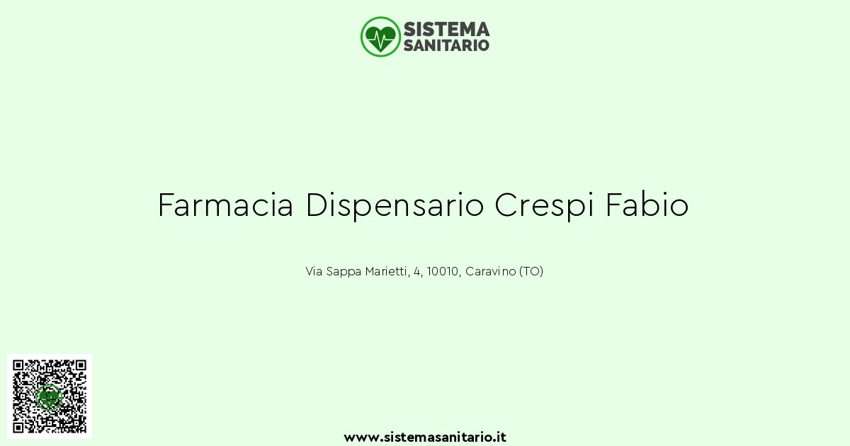 Farmacia Dispensario Crespi Fabio a Caravino (TO) - SistemaSanitario.it